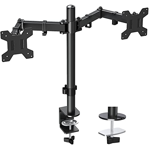 MOUNTUP Dual Monitor Desk Mount, Fully Adjustable Dual Monitor Arm for 2 Max 32 Inch Computer Screens up to 17.6lbs, Dual Monitor Stand Fit Two VESA 75x75&100x100, with C-Clamp and Grommet Base MU0002