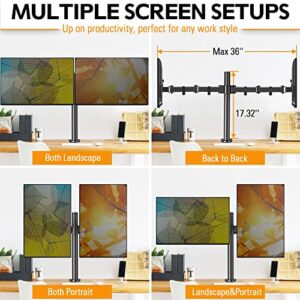 MOUNTUP Dual Monitor Desk Mount, Fully Adjustable Dual Monitor Arm for 2 Max 32 Inch Computer Screens up to 17.6lbs, Dual Monitor Stand Fit Two VESA 75x75&100x100, with C-Clamp and Grommet Base MU0002