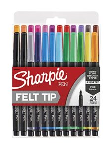 sharpie pens, felt tip pens, fine point (0.4mm), assorted colors, 24 count