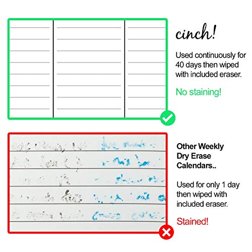 Magnetic Dry Erase Weekly Calendar for Fridge: with Stain Resistant Technology - 17x12" - 4 Fine Tip Markers and Large Eraser with Magnets - Whiteboard Organizer Planner: Refrigerator White Board