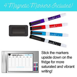 Magnetic Dry Erase Weekly Calendar for Fridge: with Stain Resistant Technology - 17x12" - 4 Fine Tip Markers and Large Eraser with Magnets - Whiteboard Organizer Planner: Refrigerator White Board