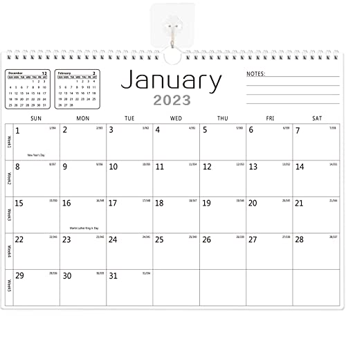 BHR Wall Calendar -Calendar 2023-2024 from Jan. 2023 to Jun. 2024 18 Months Calendar 14.7"×11"Thick Paper with Julian Dates and Block for New Year and Christmas Gifts (White)