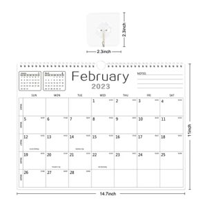 BHR Wall Calendar -Calendar 2023-2024 from Jan. 2023 to Jun. 2024 18 Months Calendar 14.7"×11"Thick Paper with Julian Dates and Block for New Year and Christmas Gifts (White)