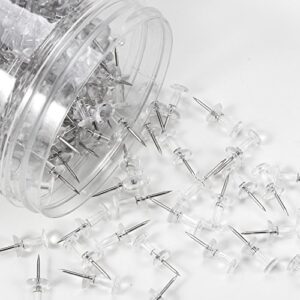 Yalis Push Pins 600 Count, Standard Clear Thumb Tacks Steel Point and Clear Plastic Head