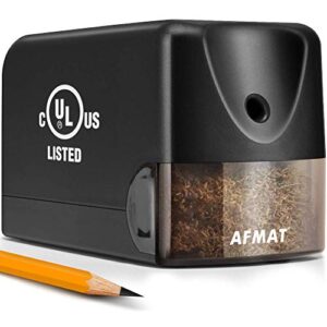 afmat electric pencil sharpener, heavy duty classroom pencil sharpeners for 6.5-8mm no.2/colored pencils, ul listed industrial pencil sharpener w/stronger helical blade, best school pencil sharpener