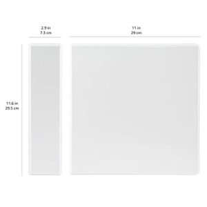 Amazon Basics 3 Ring Binder with 2 Inch D-Ring and Clear Overlay, White, 4-Pack