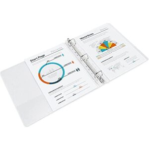 Amazon Basics 3 Ring Binder with 2 Inch D-Ring and Clear Overlay, White, 4-Pack