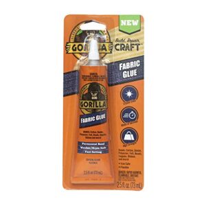 gorilla waterproof fabric glue 2.5 ounce tube, clear, (pack of 1)