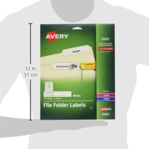 Avery File Folder Labels, 6667 x 3.4375", White, Pack of 150 (08593)