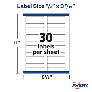 Avery File Folder Labels, 6667 x 3.4375", White, Pack of 150 (08593)