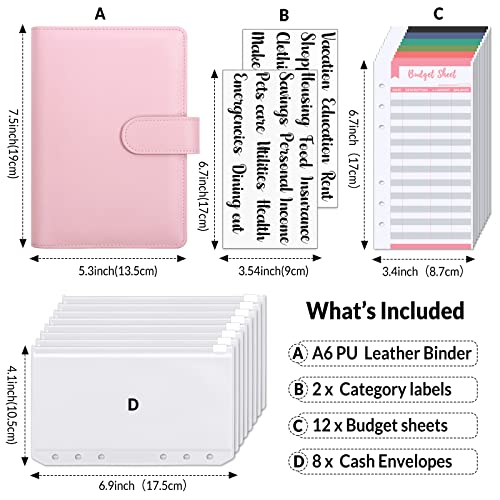 SKYDUE Budget Binder with Zipper Envelopes & Expense Budget Sheets,Money Binder with Cash Envelopes for Budgeting and Saving Money