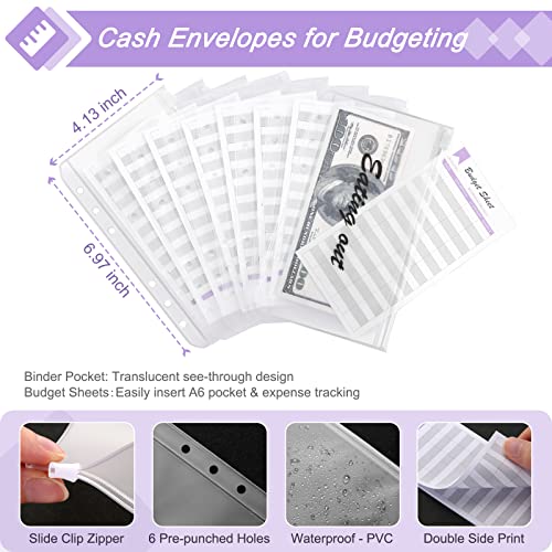 Sooez Budget Binder with Zipper Envelopes & Expense Budget Sheets, Money Organizer for Cash, Cash Envelopes for Budgeting, Savings Binder, Budget Binder with Cash Envelopes,Cash Wallet Envelope System