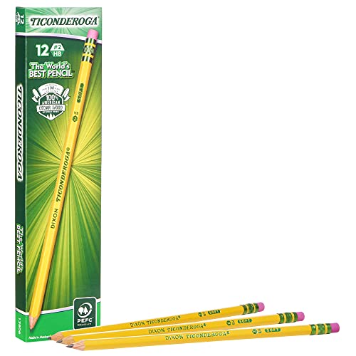 Ticonderoga Pencils, Pre-Sharpened, #2 Soft Lead, Yellow Barrel, Box Of 12