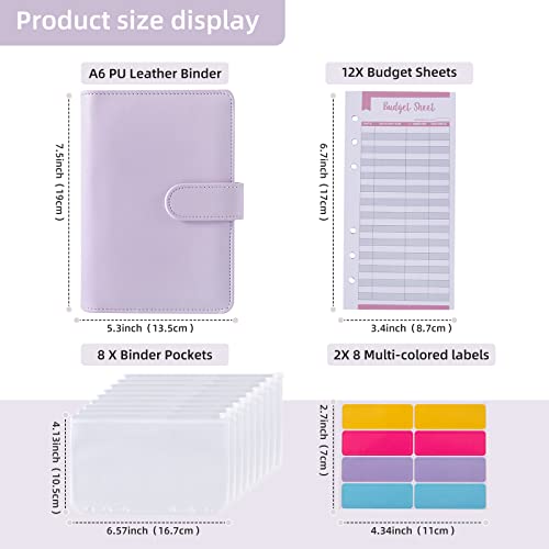 NICOOTH Budget Binder Cash Envelopes for Budgeting Money Organizer for Cash Money Envelopes for Cash Leather A6 Budget Binder with Zipper envelopes