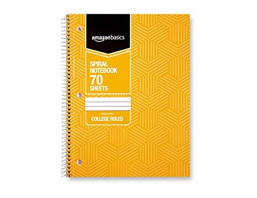 Amazon Basics College Ruled Wirebound Spiral Notebook, 70 Sheet - 5-Pack, Assorted Sunburst Pattern Colors