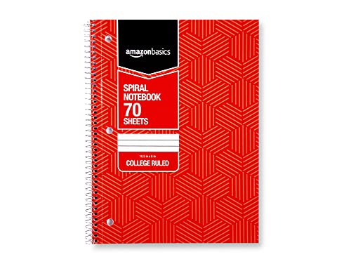 Amazon Basics College Ruled Wirebound Spiral Notebook, 70 Sheet - 5-Pack, Assorted Sunburst Pattern Colors