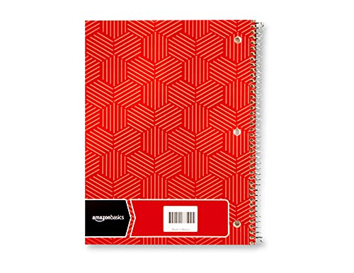 Amazon Basics College Ruled Wirebound Spiral Notebook, 70 Sheet - 5-Pack, Assorted Sunburst Pattern Colors