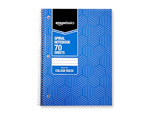 Amazon Basics College Ruled Wirebound Spiral Notebook, 70 Sheet - 5-Pack, Assorted Sunburst Pattern Colors