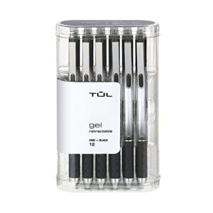 tul gel pens, retractable, fine point, 0.5 mm, gray barrel, black ink, pack of 12