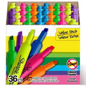 SHARPIE Tank Highlighters, Chisel Tip, Assorted Color Highlighters, Value Pack, 36 Count