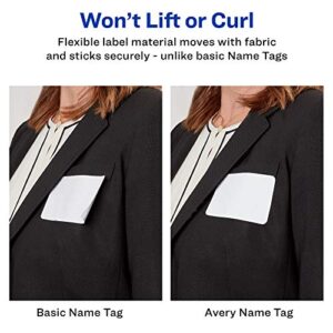 Avery Flexible Name Tag Stickers, White Rectangle Labels, 400 Removable Name Badges, 2-1/3" x 3-3/8" (5395)