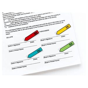 Post-it Message "Sign Here" Flags, 30/Dispenser, 4 Dispensers/Pack, .47 in Wide, Assorted Colors (684-SH)