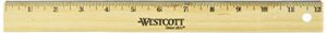 westcott wood 12″ school ruler scaled in 1/16″ (103810), assorted colors, letter (10381)