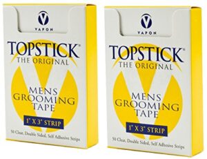 vapon topstick 1″ x 3″ – 50 strips in each box (2 boxes) hypo-allergenic all purpose clear double tape