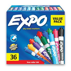 expo low-odor dry erase markers, chisel tip, assorted colors, 36 count