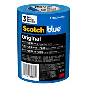 scotchblue original multi-surface painter’s tape,  1.88 inches x 60 yards (180 yards total), 2090, 3 rolls