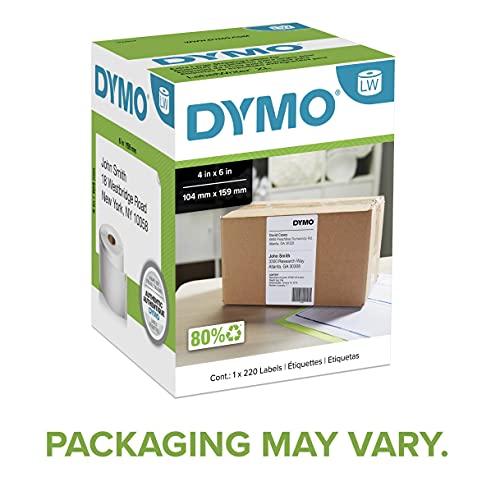 DYMO Authentic LW Extra-Large Shipping Labels for LabelWriter Label Printers, White, 4'' x 6'', 1 Roll of 220