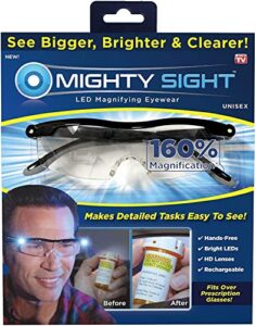 ontel mighty sight led magnifying eyewear, black, pack of 2