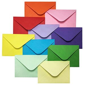 Gift Card Envelopes - 100-Count Mini Envelopes, Paper Business Card Envelopes, Bulk Tiny Envelope Pockets for Small Note Cards, 10 Colors, 4 x 2.7 Inches