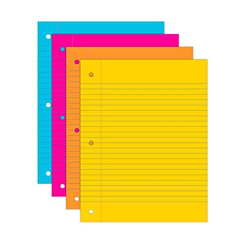 Astrobrights® Filler Paper, 8" x 10 1/2", Wide Ruled, 20 Lb, FSC® Certified, Assorted Colors, Pack of 100 Sheets