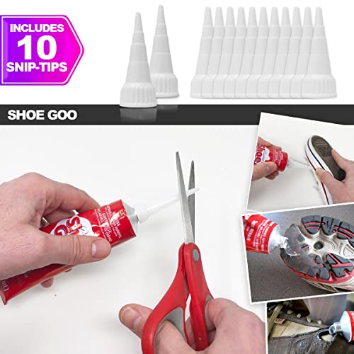 Shoe Goo Repair Adhesive for Fixing Worn Shoes or Boots, Clear, 3.7 Ounce (109.4mL), 10 Snip Tip Applicator Tips and Pixiss Spreader Tools Set.