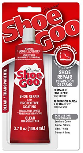 Shoe Goo Repair Adhesive for Fixing Worn Shoes or Boots, Clear, 3.7 Ounce (109.4mL), 10 Snip Tip Applicator Tips and Pixiss Spreader Tools Set.