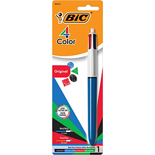 BIC Medium Point Ball Pen, 4 Colors, Assorted Ink, 1 per Pack