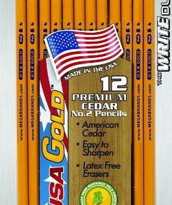 Write Dudes USA Gold Premium Cedar No. 2 Pre-Sharpened Pencils 12-Count (DDR56)