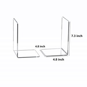 CY craft 4 Pieces Bookends,Clear Acrylic Bookends for Shelves,Heavy Duty Book Ends and Desktop Organizer,Book Stopper for Books/Movies/CDs,7.3x4.8x4.8 inch