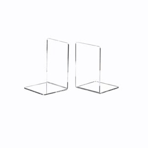 CY craft 4 Pieces Bookends,Clear Acrylic Bookends for Shelves,Heavy Duty Book Ends and Desktop Organizer,Book Stopper for Books/Movies/CDs,7.3x4.8x4.8 inch