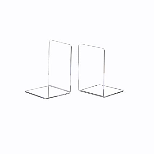 CY craft 4 Pieces Bookends,Clear Acrylic Bookends for Shelves,Heavy Duty Book Ends and Desktop Organizer,Book Stopper for Books/Movies/CDs,7.3x4.8x4.8 inch