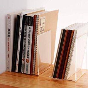 CY craft 4 Pieces Bookends,Clear Acrylic Bookends for Shelves,Heavy Duty Book Ends and Desktop Organizer,Book Stopper for Books/Movies/CDs,7.3x4.8x4.8 inch