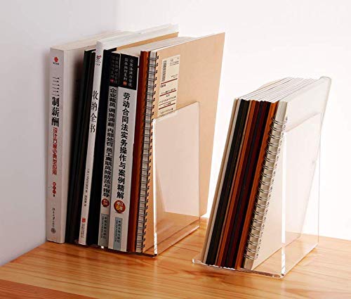 CY craft 4 Pieces Bookends,Clear Acrylic Bookends for Shelves,Heavy Duty Book Ends and Desktop Organizer,Book Stopper for Books/Movies/CDs,7.3x4.8x4.8 inch