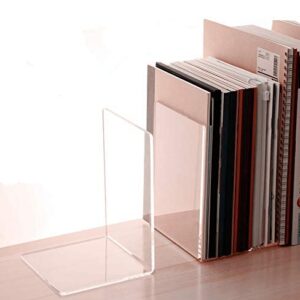 CY craft 4 Pieces Bookends,Clear Acrylic Bookends for Shelves,Heavy Duty Book Ends and Desktop Organizer,Book Stopper for Books/Movies/CDs,7.3x4.8x4.8 inch