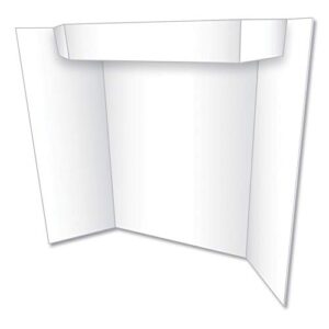 eco brites 27367 too cool tri-fold poster board, 24 x 36, white/white