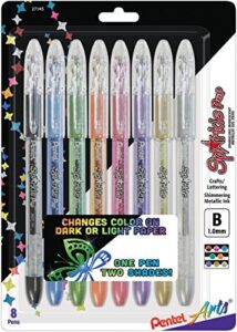 pentel arts sparkle pop metallic gel ink pen, 1.0mm bold line, assorted colors, pack of 8 (k91pabp8m)