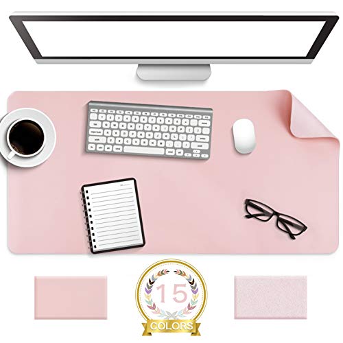 Non-Slip Desk Pad,Mouse Pad,Waterproof PVC Leather Desk Table Protector,Ultra Thin Large Desk Blotter, Easy Clean Laptop Desk Writing Mat for Office Work/Home/Decor(Pink, 31.5" x 15.7")