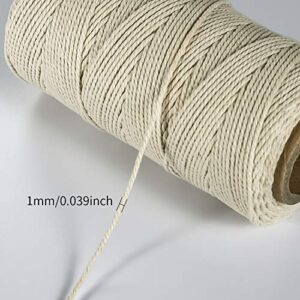 TJ.MOREE Butchers Twine, 3Ply 100m/328 1mmThick Feet Food Safe Cotton Cooking Meat Rope String Bakers Twine Fit to Parcel Sausage and Decorate Crafts (White)