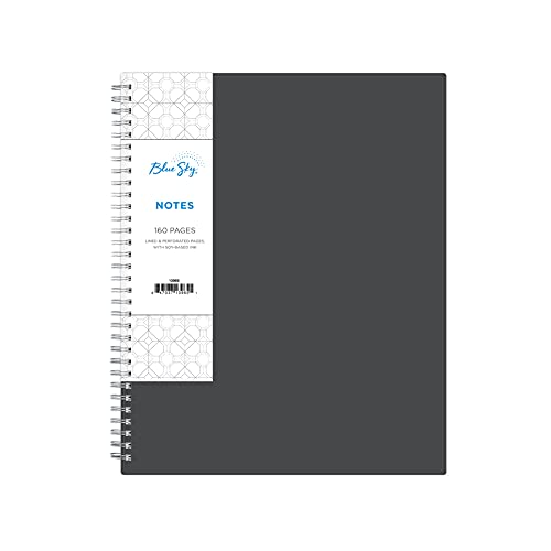 Blue Sky Notes Professional Notebook, Flexible Cover, Twin-Wire Binding, 8.5" x 11", Gray