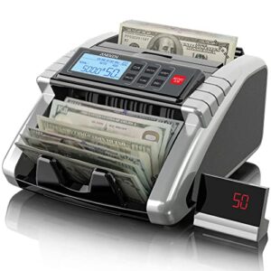 aneken money counter machine with value count, dollar, euro uv/mg/ir/dd/dbl/hlf/chn counterfeit detection bill counter, valucount, add and batch modes, cash counter with lcd display, 2-year warranty